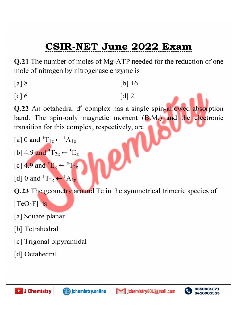 Csir-Net June 2022 Exam | PDF