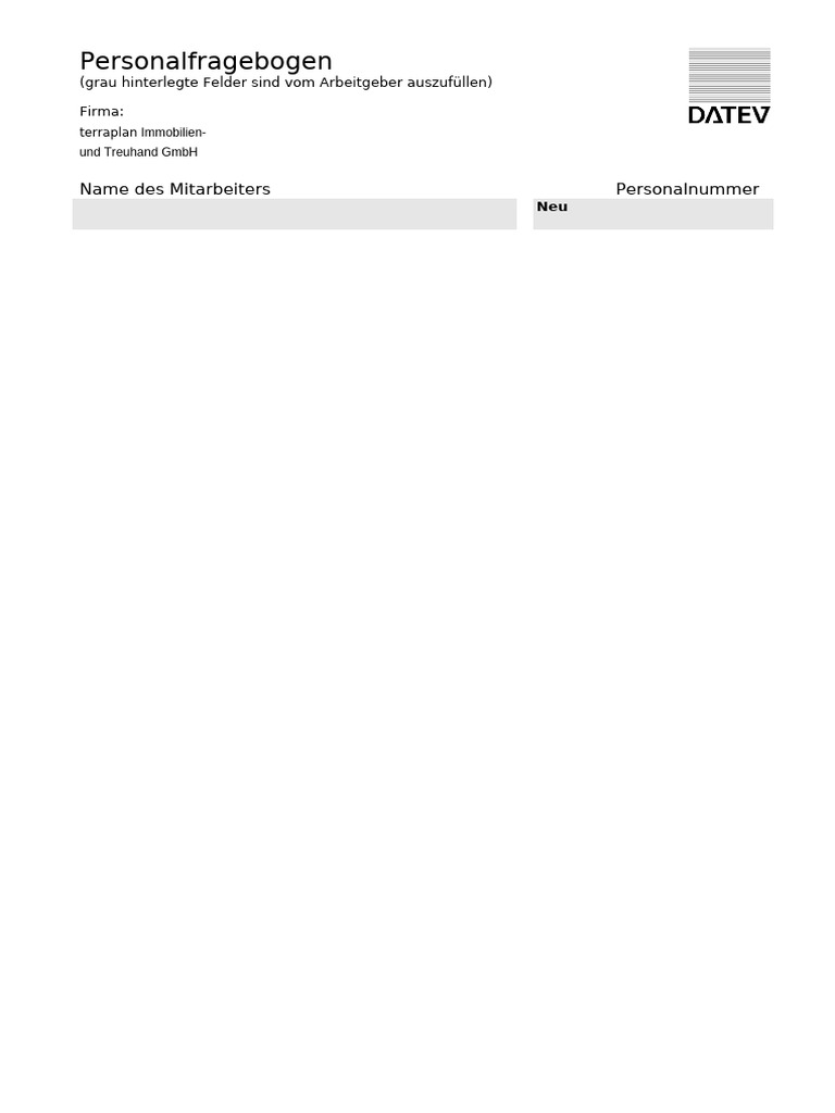 DATEV-Personalfragebogen | PDF