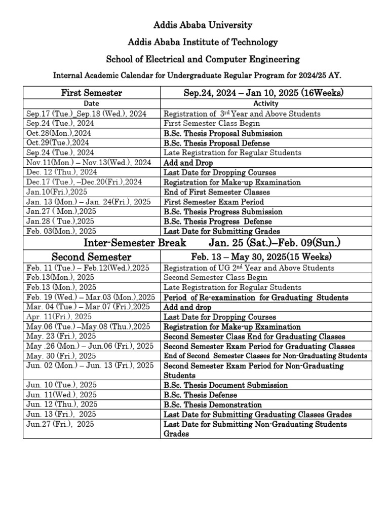 SECE Internal Calander of 2024-25 | PDF