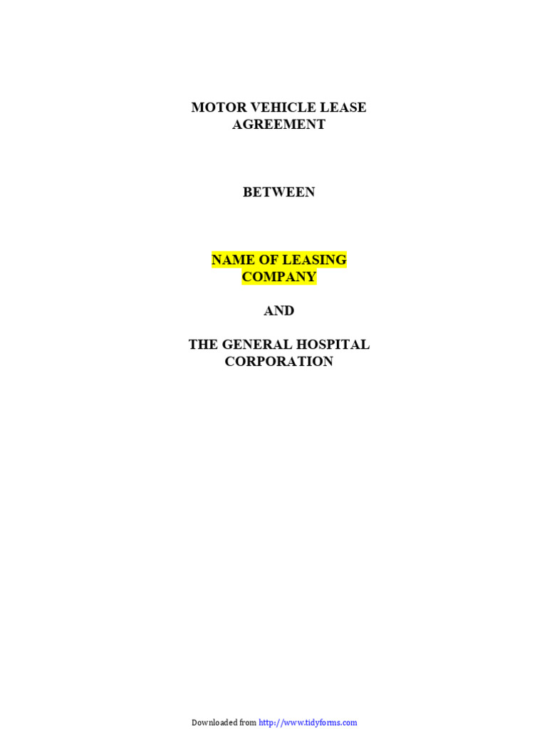 Car Lease Agreement Template | PDF
