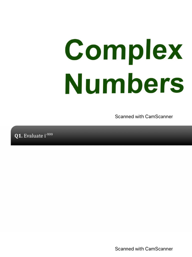 Complex Number Dpp-1 Solution | PDF