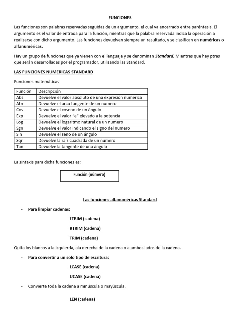 FUNCIONES | PDF