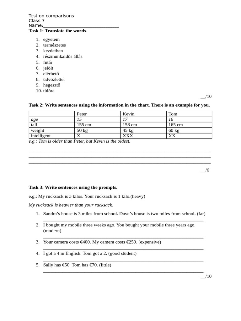 Melléknév - Doga - Class 7 | PDF