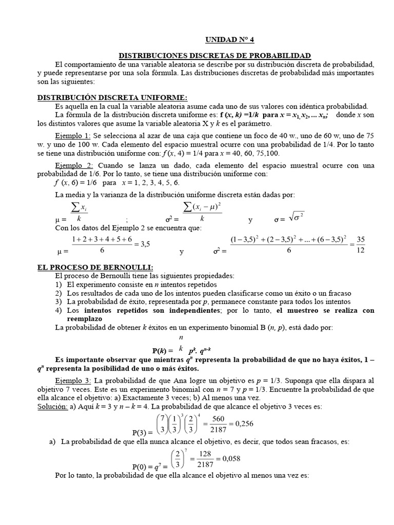 Unidad 4 probabilidad y estadística-páginas | PDF