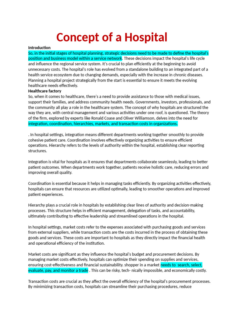 Hospital Set Up | PDF