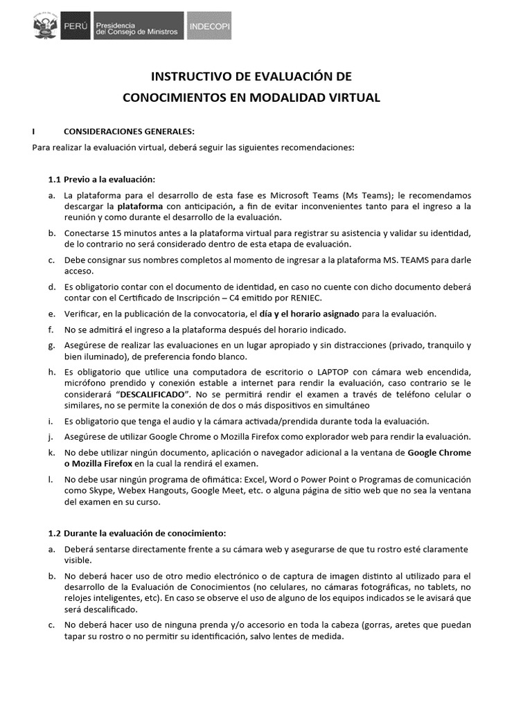 Instructivo de Evaluación de Conocimientos Virtual | PDF | Software | Informática