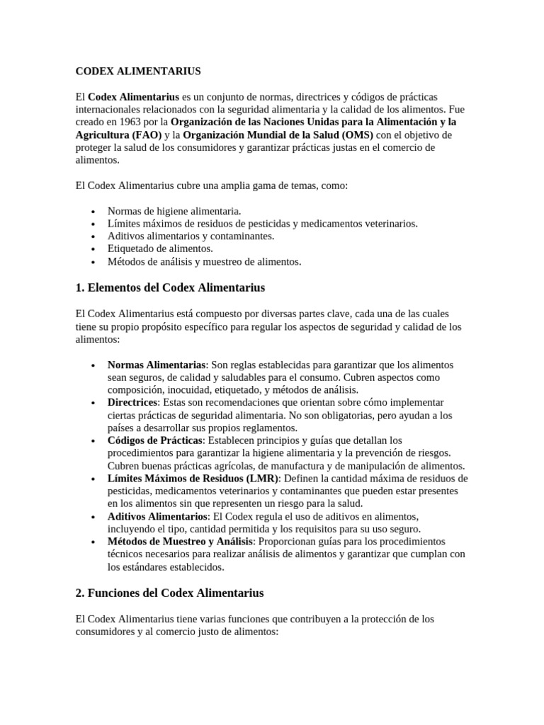 Codex Alimentarius | PDF