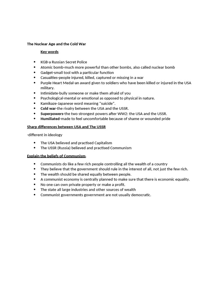 Cold War Ideologies and Nuclear Impact | PDF