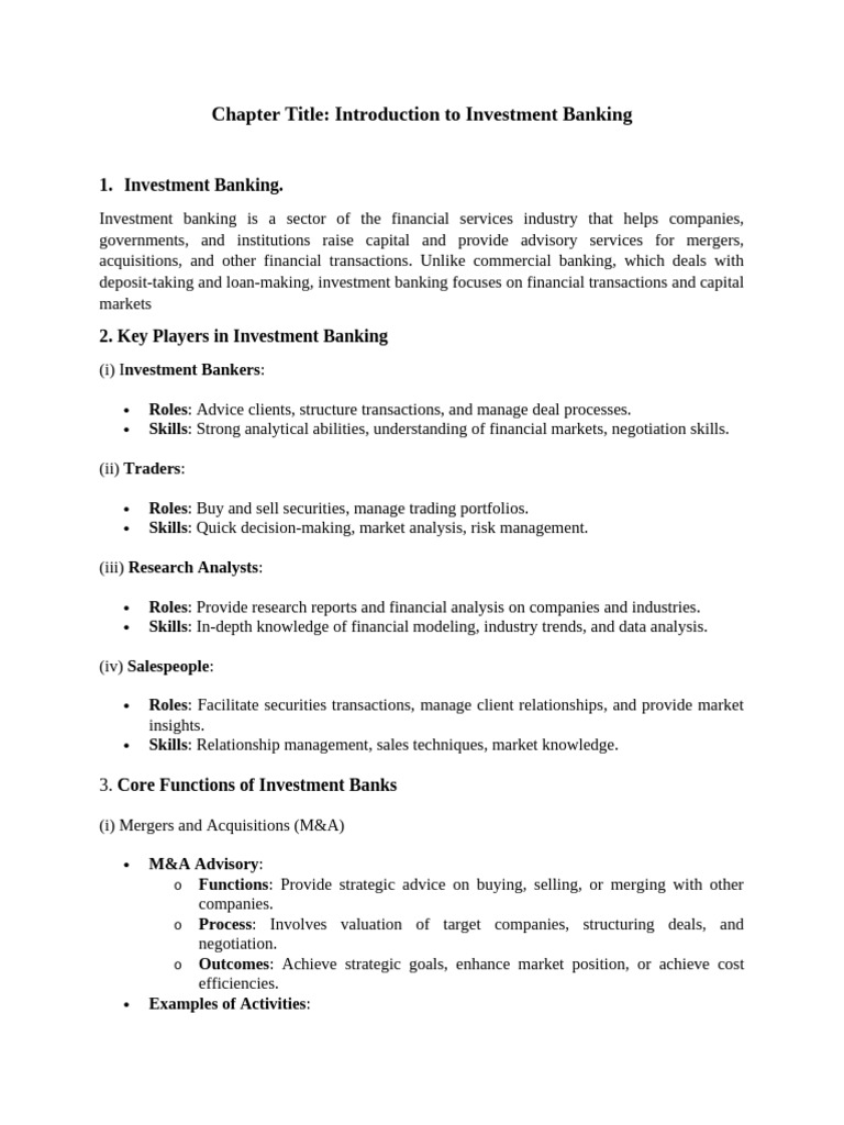 Introduction To Investment Banking Print-1 | PDF