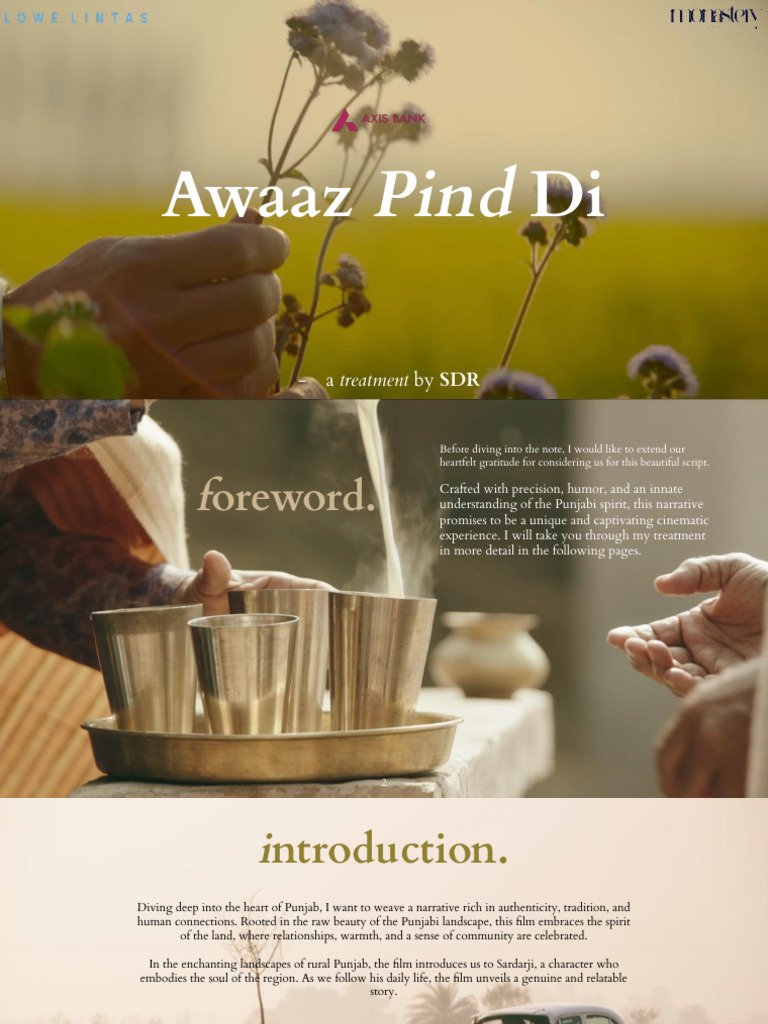 Awaaz Pind Di - Axis Bank - Treatment by SDR - 12.1.24 | PDF | Clothing