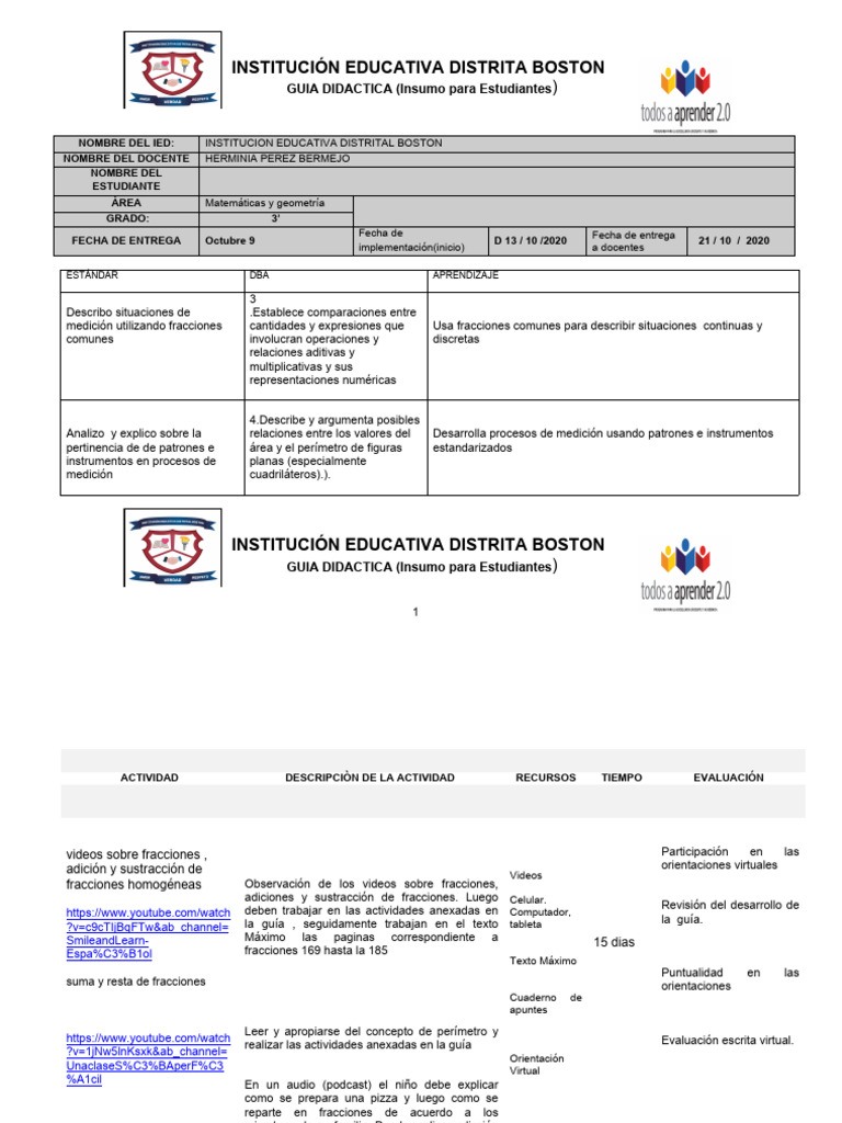 Guia Matematicas 4to Periodo | PDF