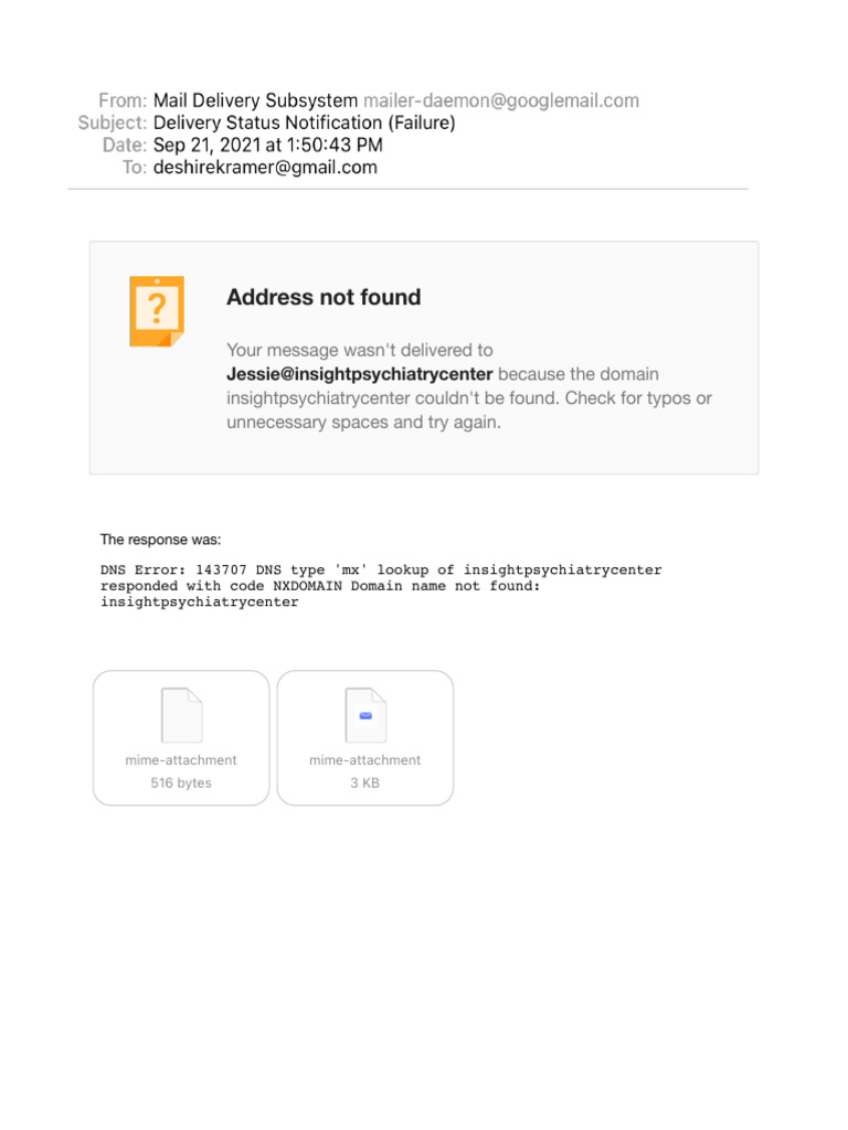 Delivery Status Notification (Failure) | PDF