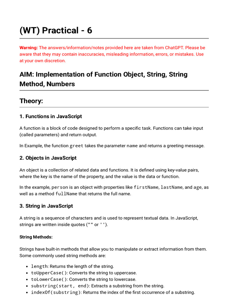 (WT) Practical - 6 | PDF