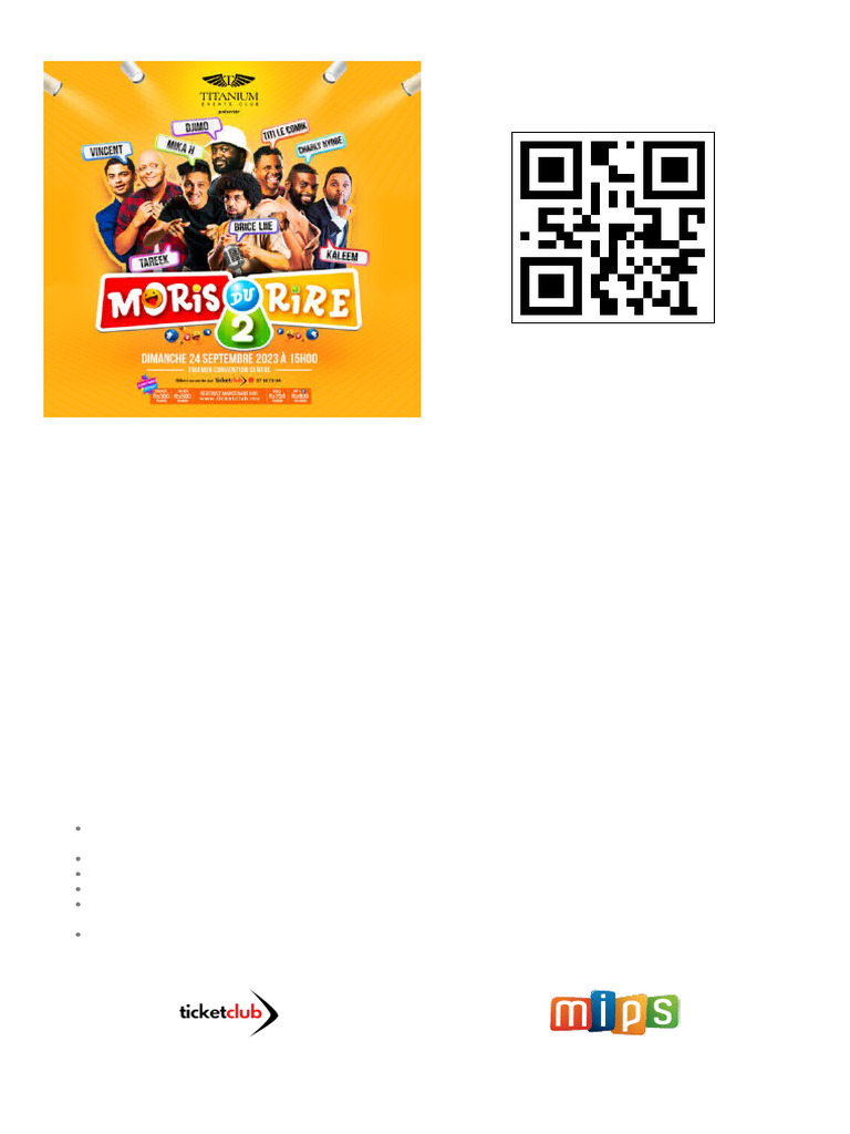 Vip (Zone A3 - Ai33) : Moris Du Rire 2 September 24, 2023 4:00 PM Trianon Convention Center | PDF