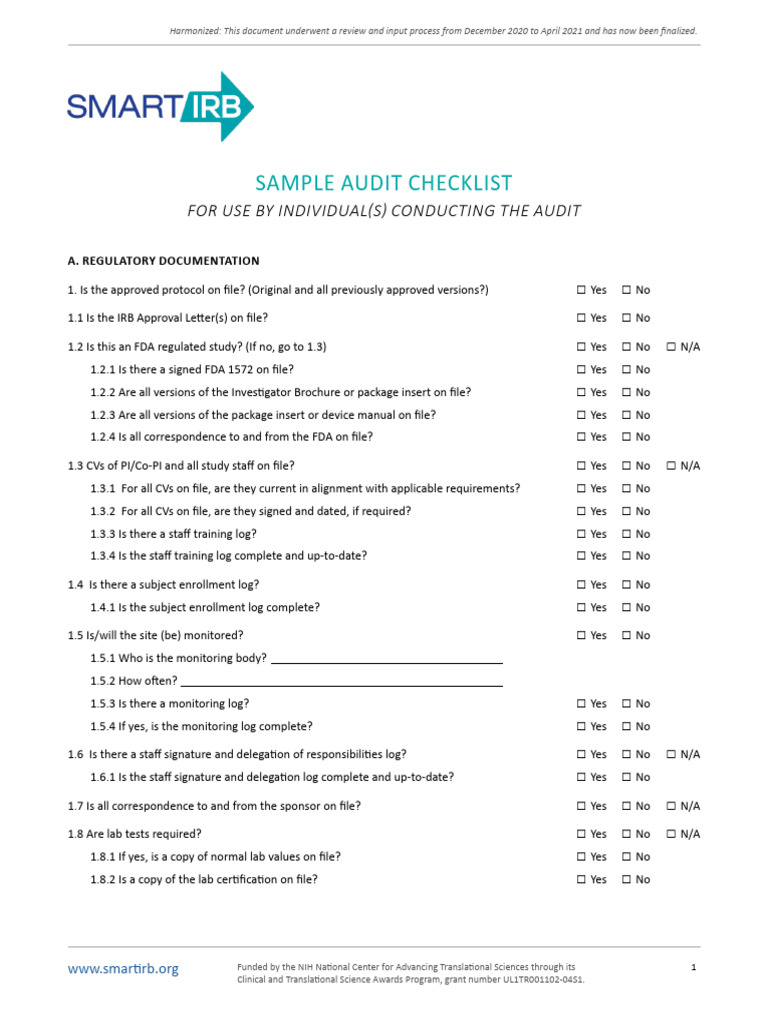 HSC Post Approval Audit Checklist | PDF