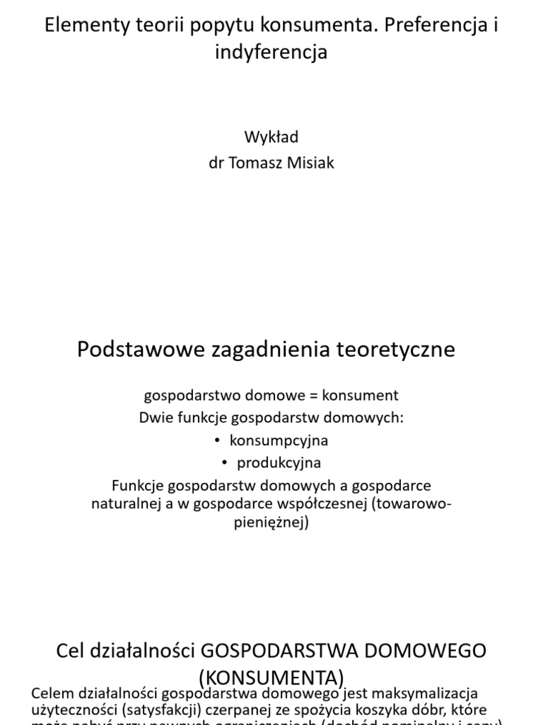 Elementy Teorii Popytu Konsumenta | PDF