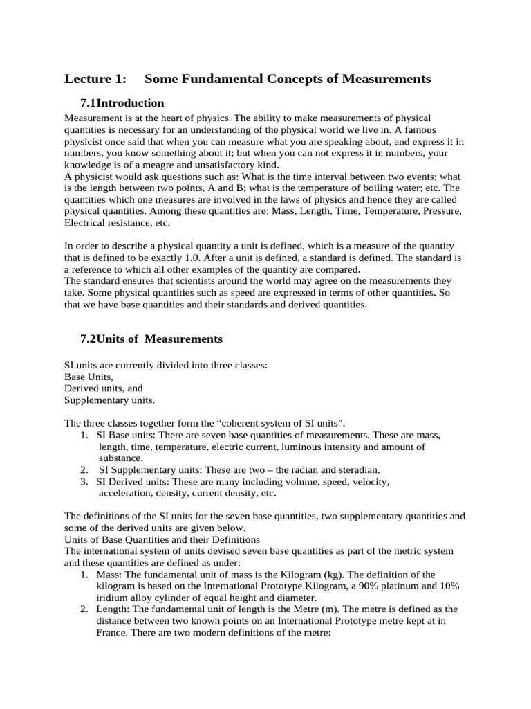 Lecture 1 Some Fundamental Concepts Of Measurements Pdf