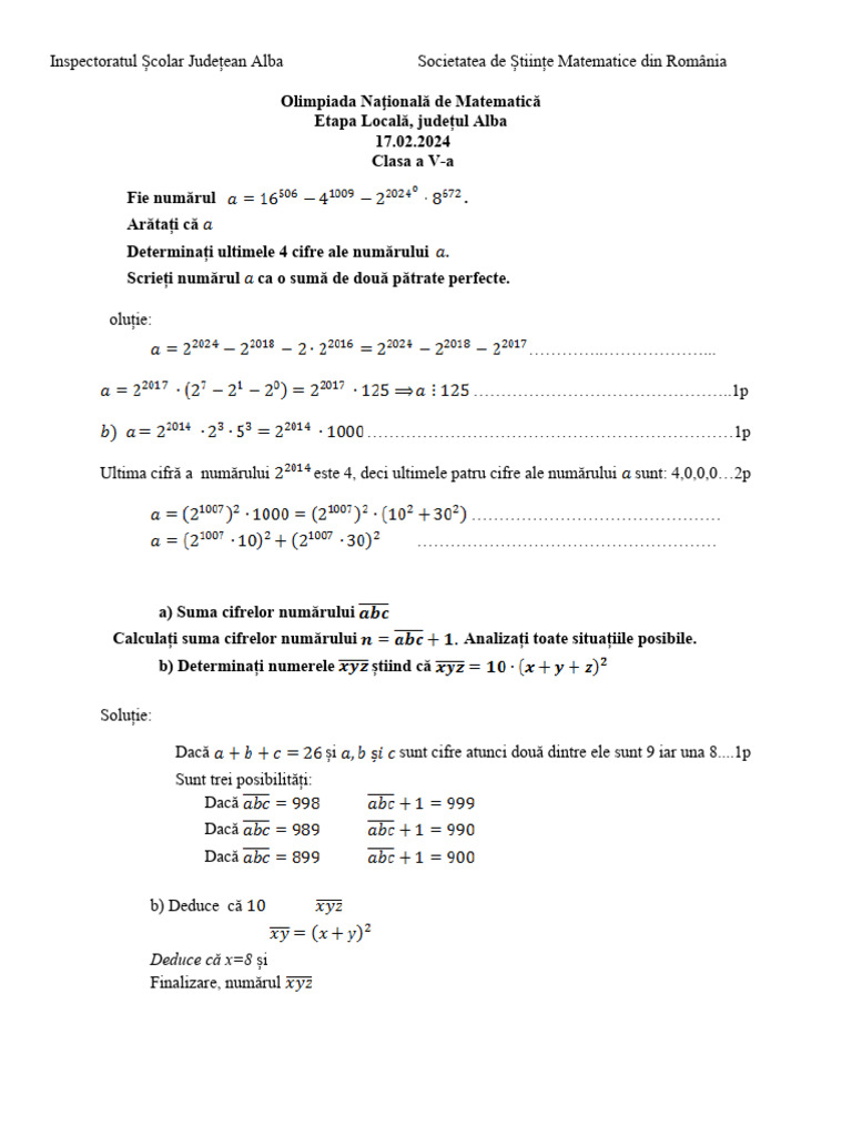 BAREM LOCALA ALBA-clasa 5 | PDF