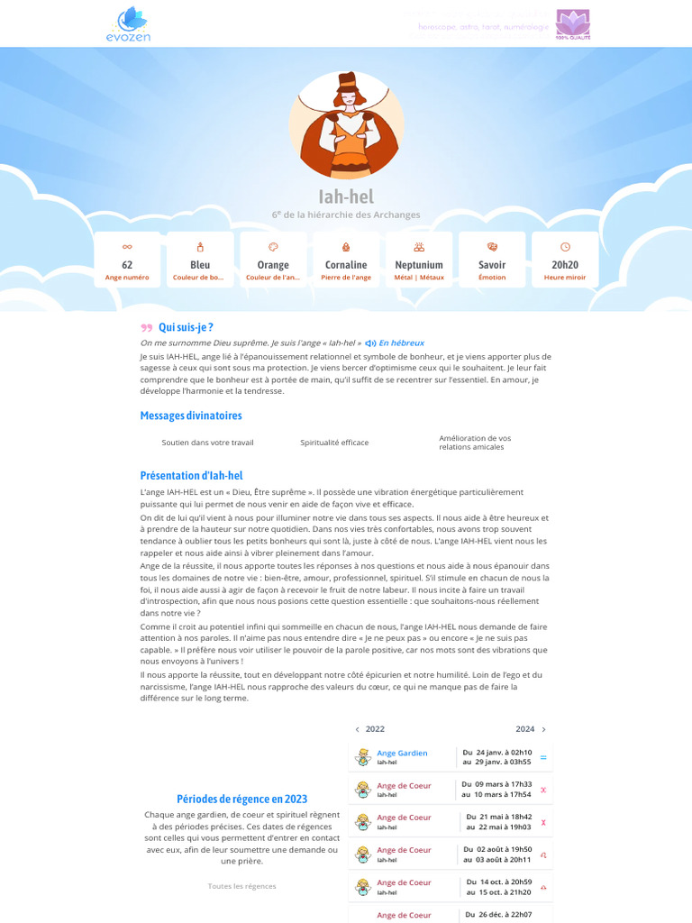 62 - L'ange Gardien Iah-Hel Et Ses Pouvoirs - Evozen | PDF