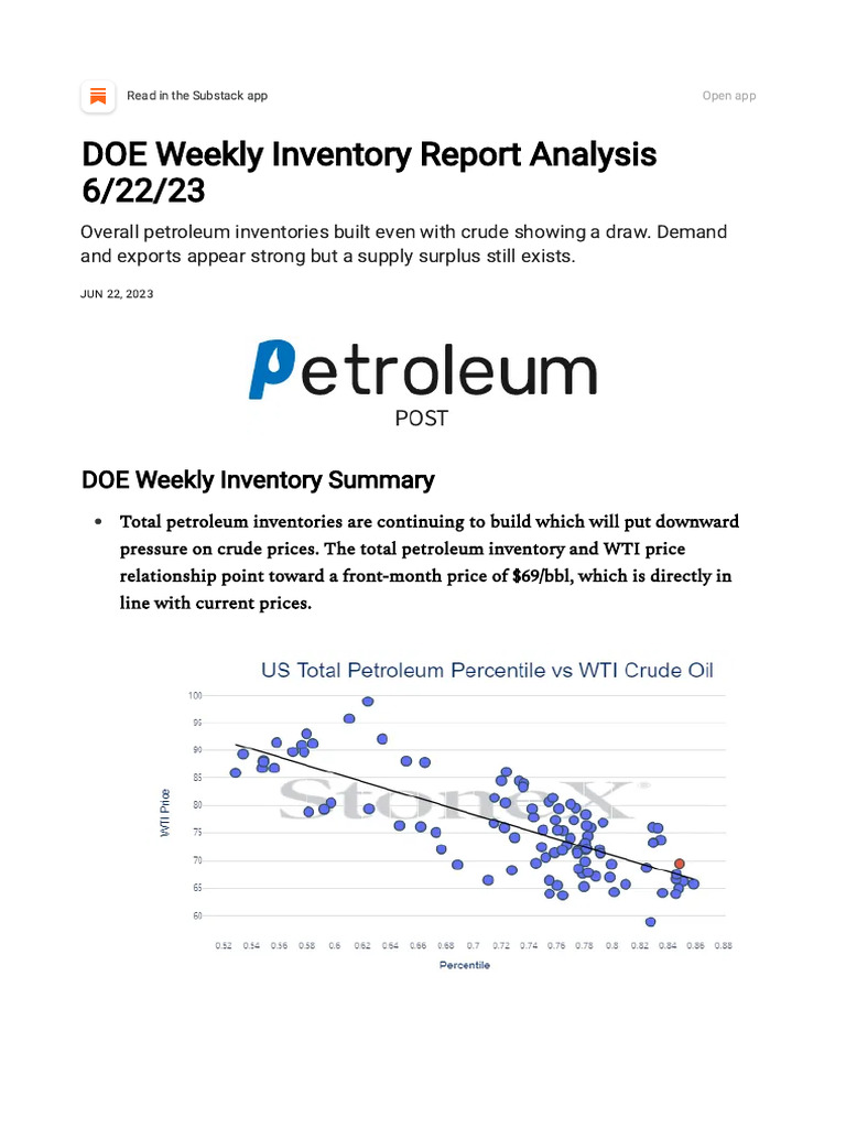 DOE Weekly Inventory Report Analysis 6-22-23 | PDF