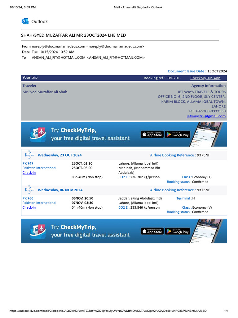 Mail - Ahsan Ali Bagdadi - Outlook 1 | PDF
