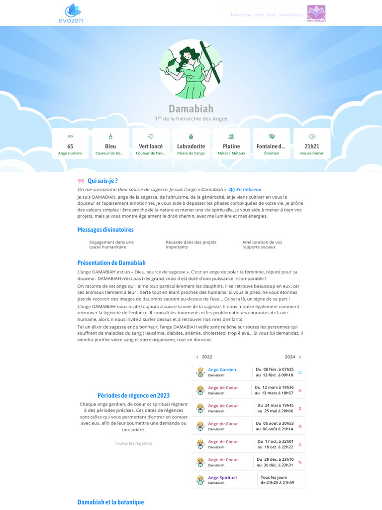 65 - L'ange Gardien Damabiah Et Ses Pouvoirs - Evozen | PDF