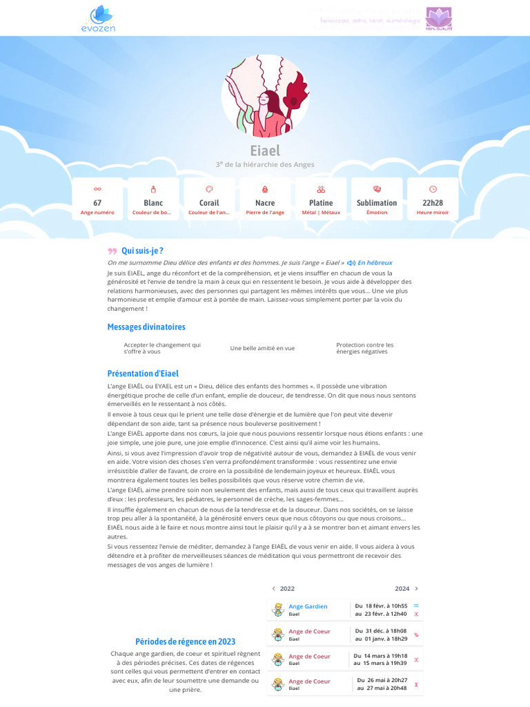 67 - L'ange Gardien Eiael Et Ses Pouvoirs - Evozen | PDF