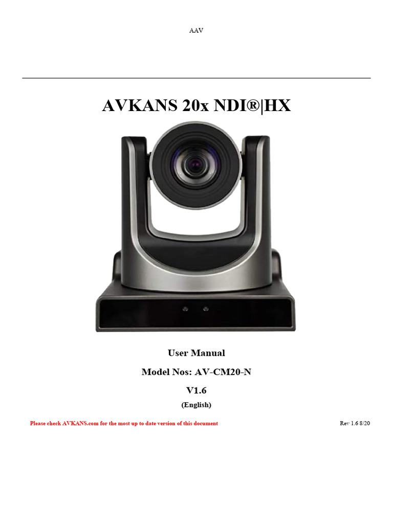 AV-CM20-NDI Manual | PDF