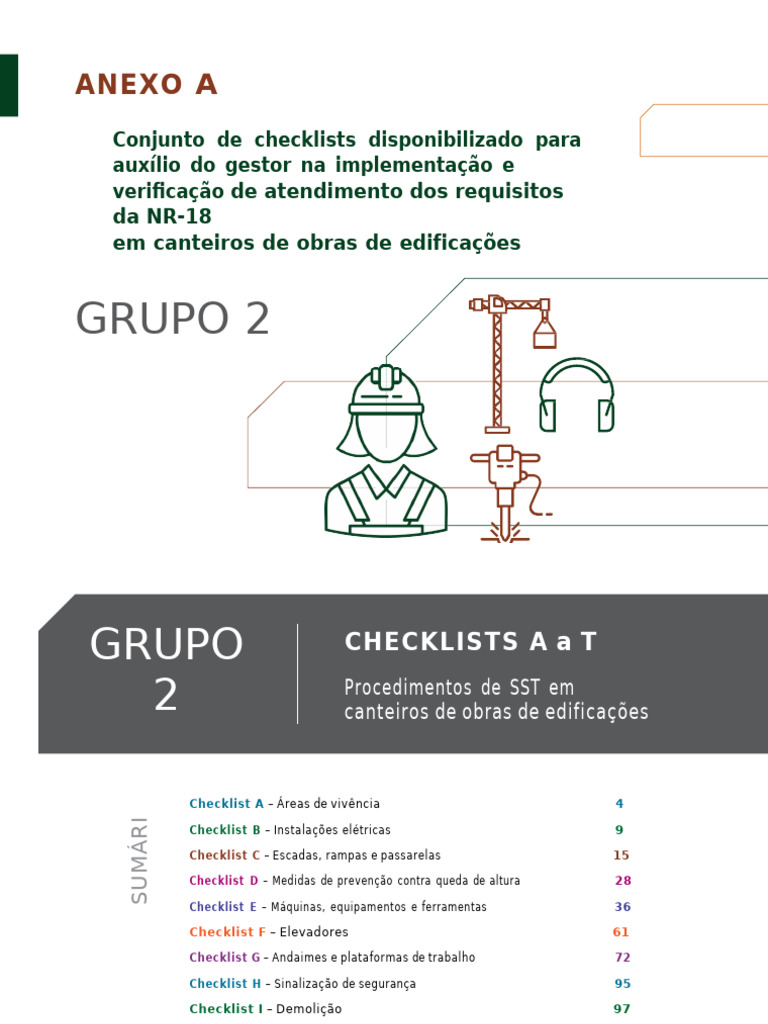 Check List NR 18 - Anexo A - Grupo 2 | PDF