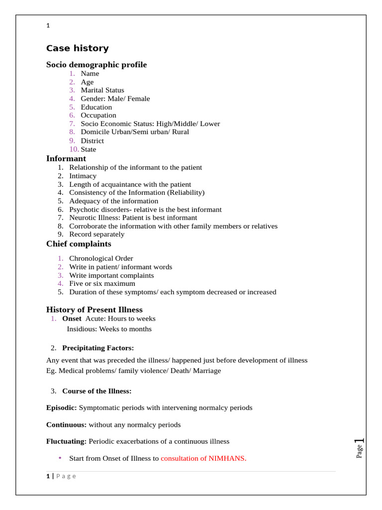 case history and mse (Repaired) | PDF