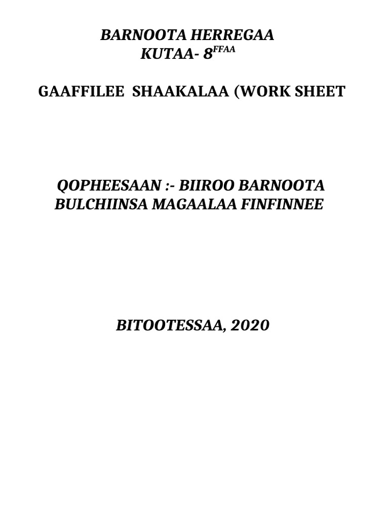 Gaaffilee Herregaa Kutaa 8ffaa | PDF