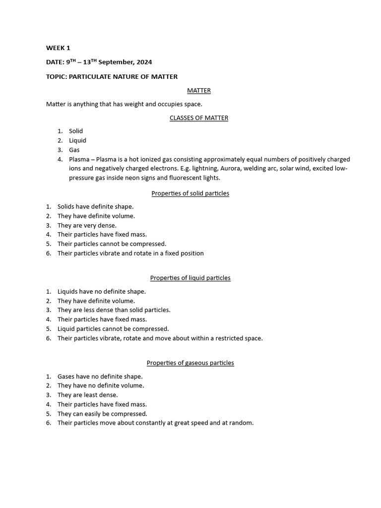 Yr 10 Week 1 Note | PDF