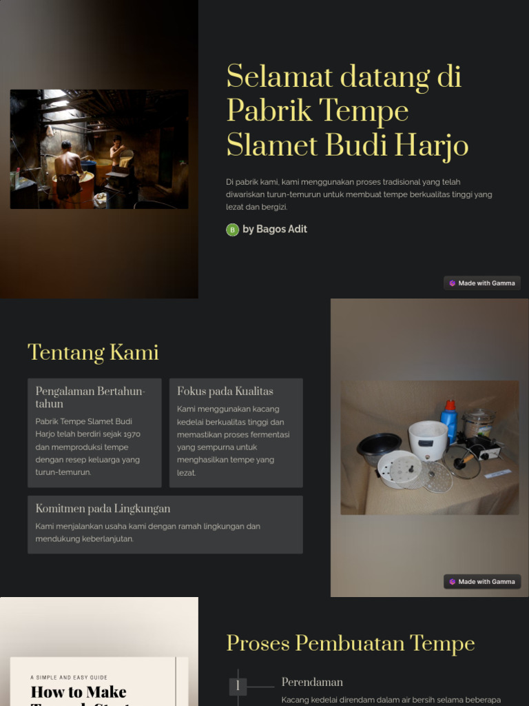 Selamat Datang Di Pabrik Tempe Slamet Budi Harjo | PDF