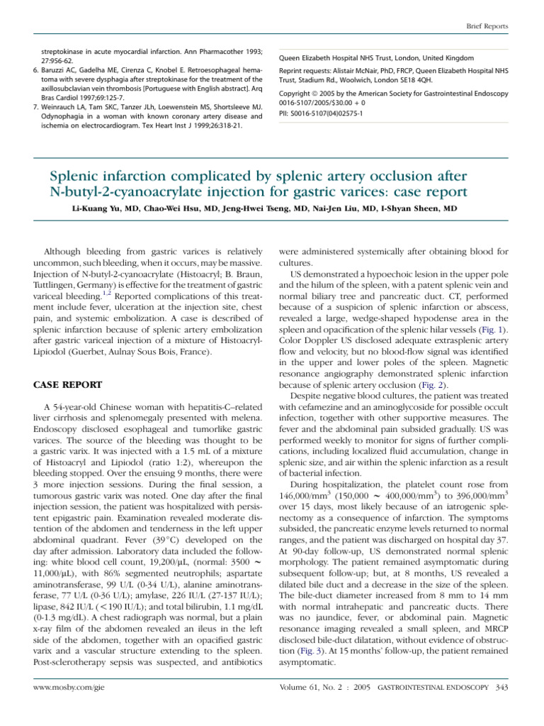Splenic Embolization After Endos | PDF