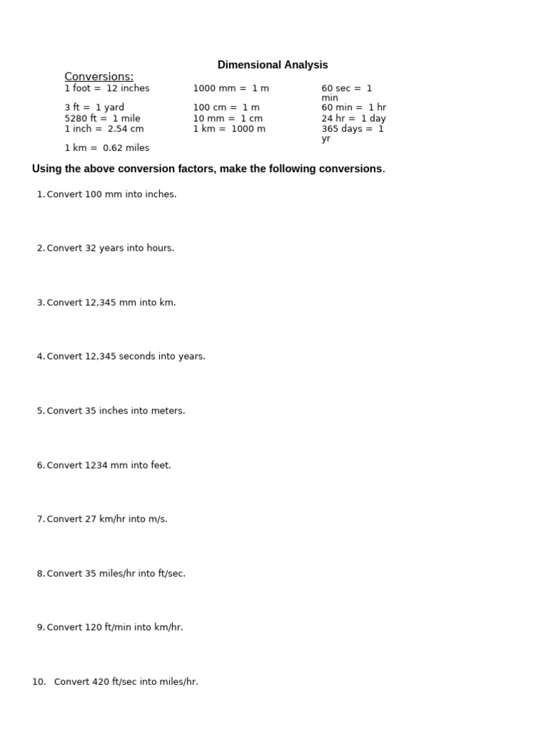 Dimensional Analysis Easier With Currency Conversion 1314 | PDF