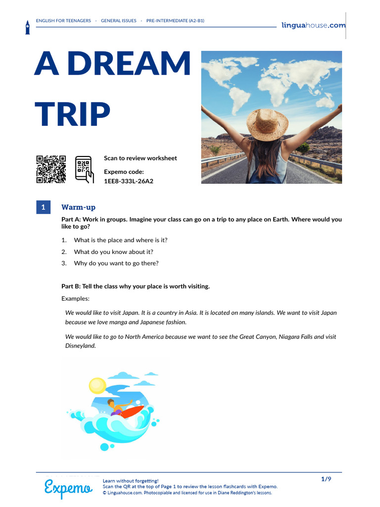 A Dream Trip British English Teacher A2 B1 | PDF