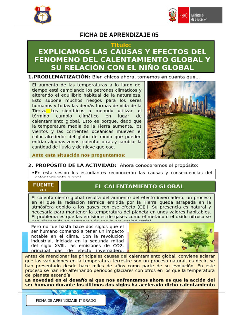 2 Ficha de Aprendizaje CCSS 1° Grado | PDF