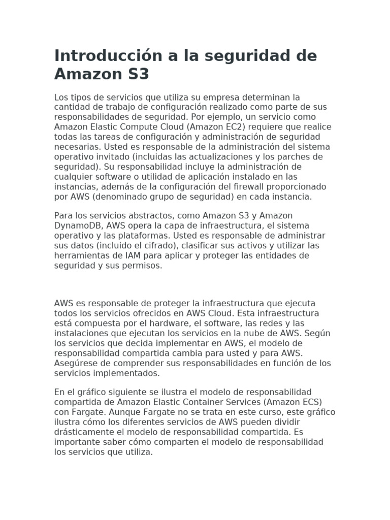 Introducción A La Seguridad de Amazon S3 | PDF | Servicios web de Amazon | Computación en la nube