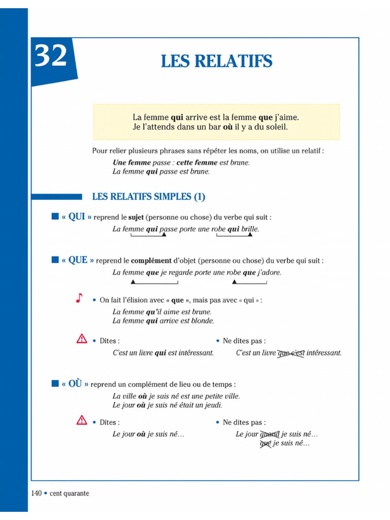 (Exercices) Les Pronoms Relatifs Simples | PDF
