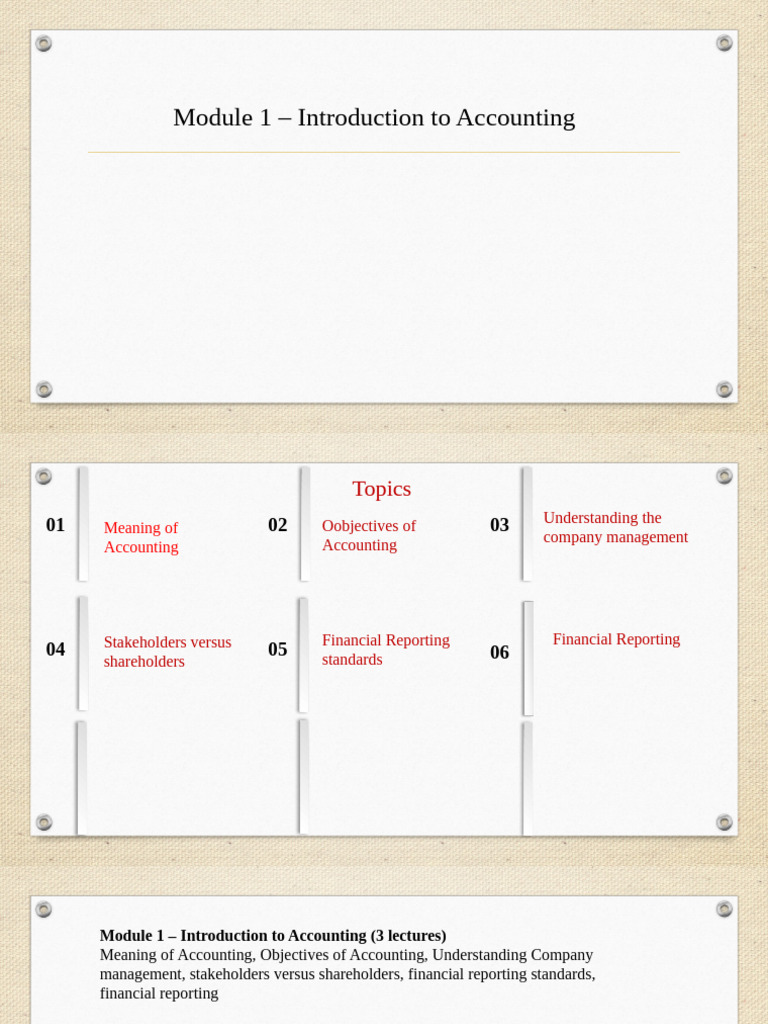 Module 1 - Introduction To Accounting | PDF