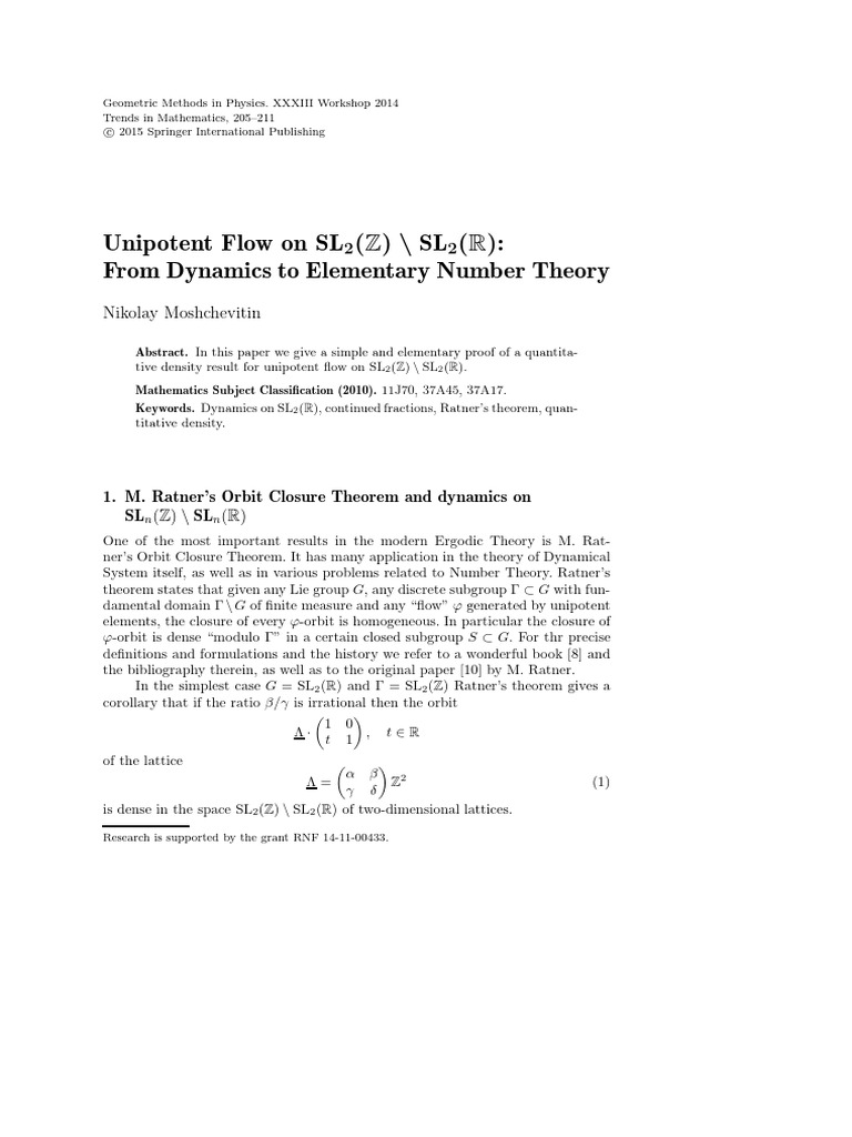 Moshchevitin - Unipotent Flow | PDF