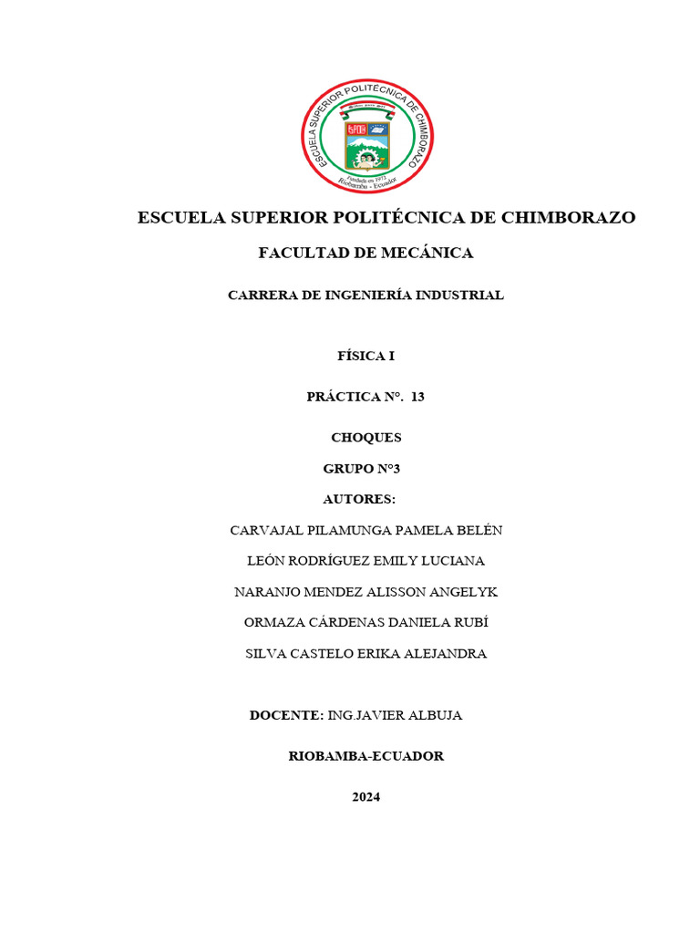 Informe 13. Choques - Correcto | PDF