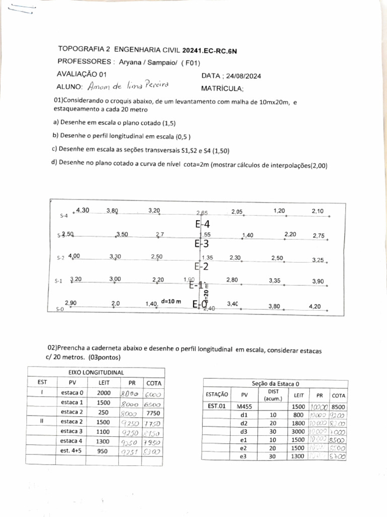 CÁLCULO VOLUMÉTRICO DE CORTE E ATERRO | PDF