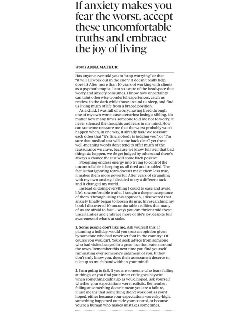 If Anxiety Makes You Fear The Worst | PDF