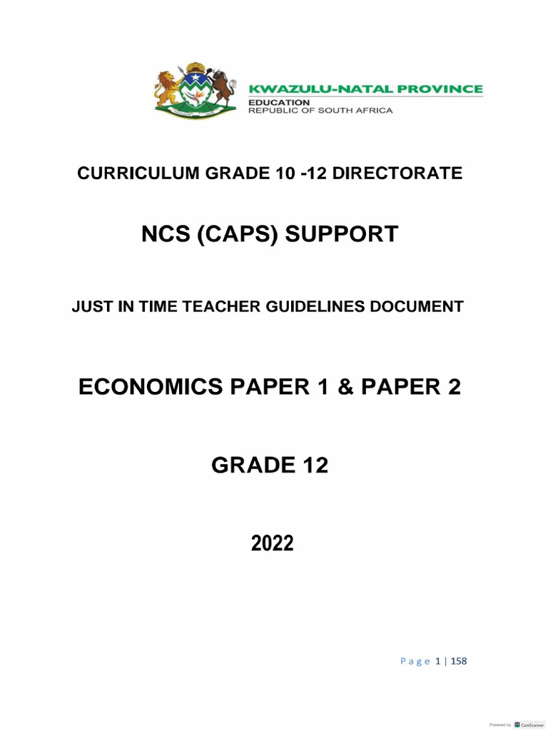 Economics Grade 12 Revision Document - 2022 - Teach - 241007 - 052820 | PDF