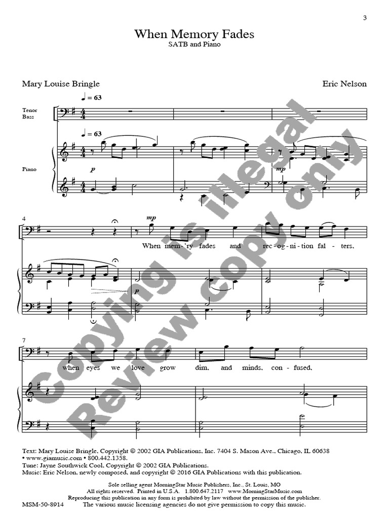 When Memory Fades: Mary Louise Bringle Eric Nelson | PDF