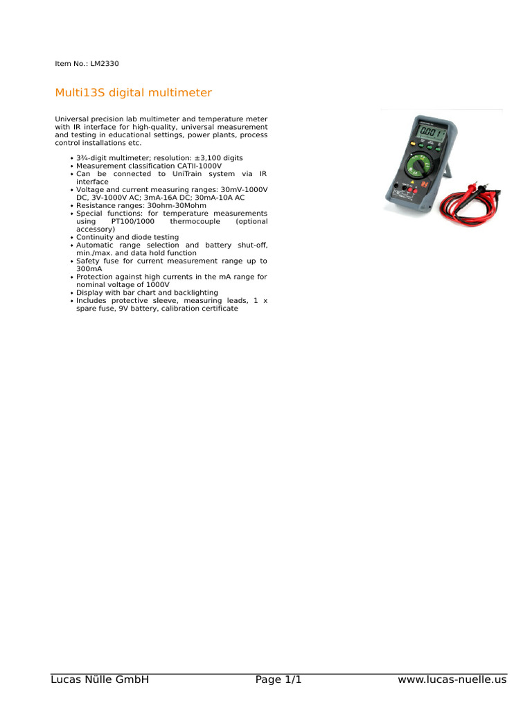 1703_E_Multi13S_digital_multimeter | PDF