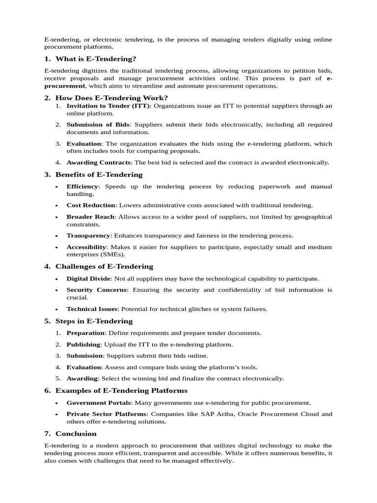 E Tendering | PDF