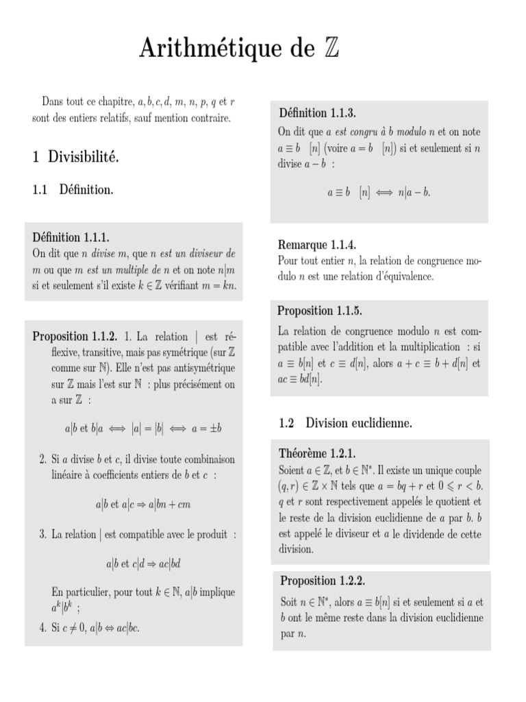 Arithmétique de Z | PDF