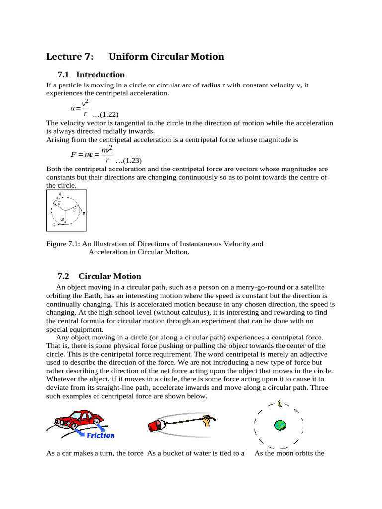 Lecture 7 Uniform Circular Motion | PDF